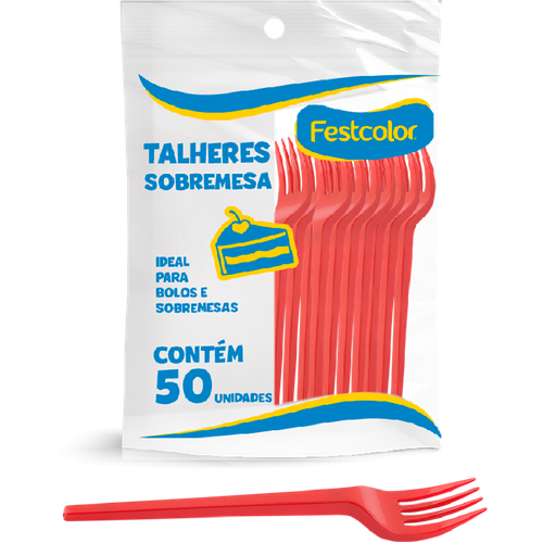 GARFO PLÁSTICO DE SOBREMESA VERMELHOFestcolor - Sua melhor festa!